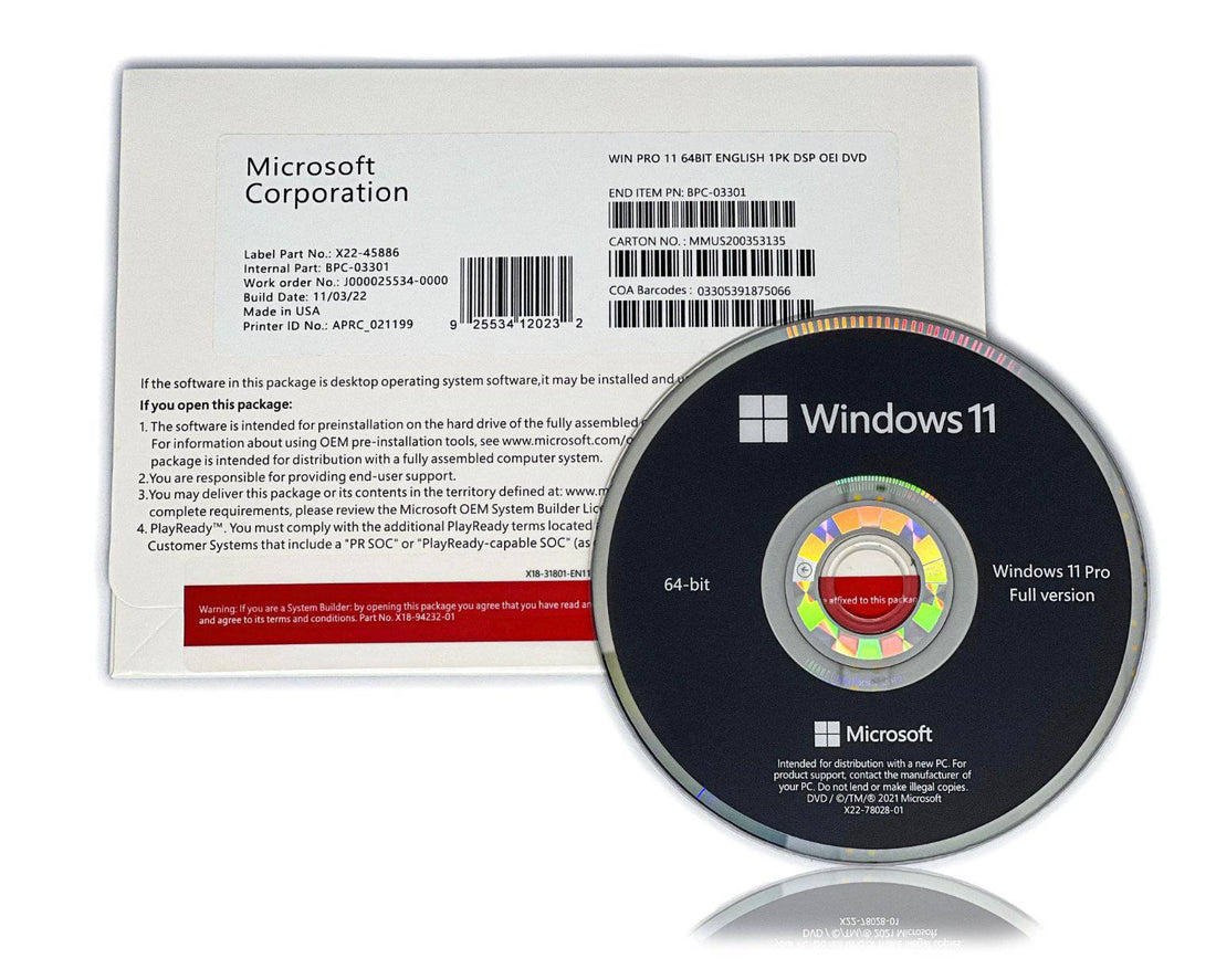 Windows 11 Pro 64-bit OEM DVD | Full Version | Genuine Sealed Package ...
